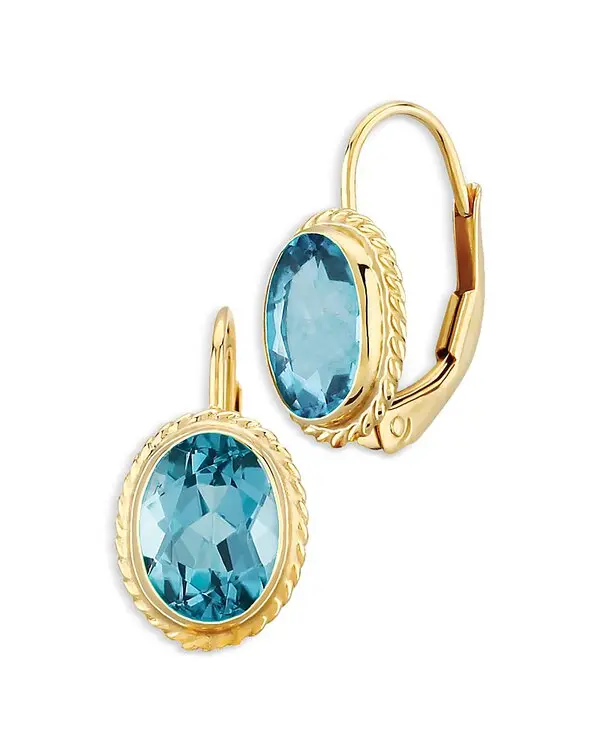 Bloomingdale'S Gemstone Oval Lever Back Earrings - Blue Topaz