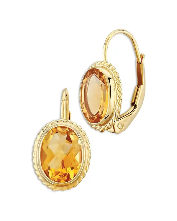 Bloomingdale'S Gemstone Oval Lever Back Earrings - Citrine