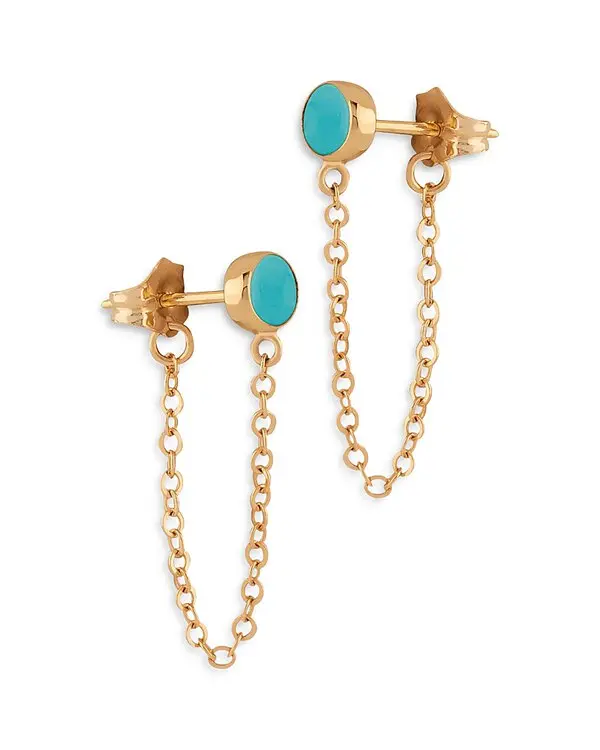 Bloomingdale'S 14k Yellow Gold Cabochon Earrings - Turquoise