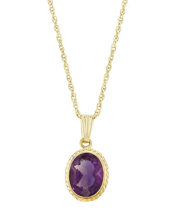 Bloomingdale'S 14k Yellow Gold Gemstone Pendant Necklace - Amethyst