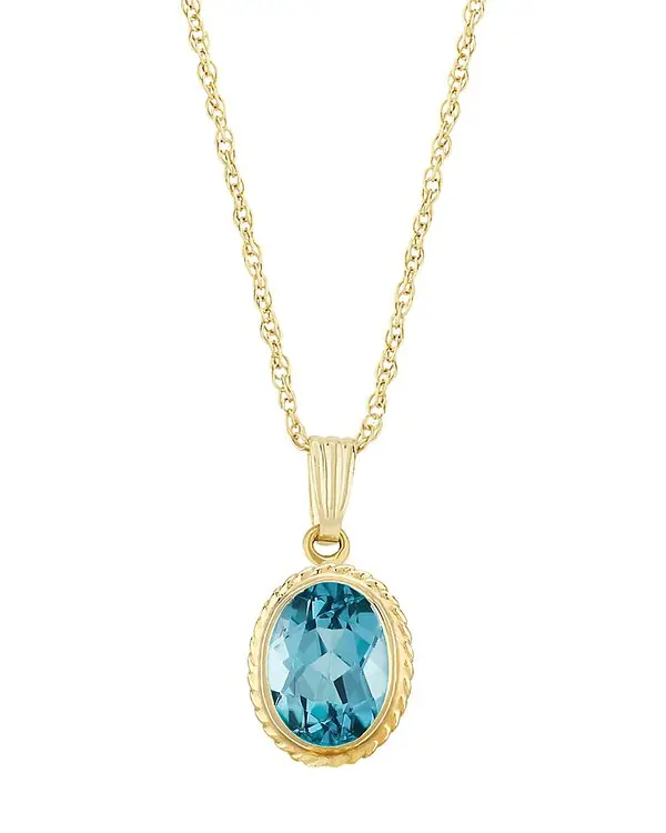 Bloomingdale'S 14k Yellow Gold Gemstone Pendant Necklace - Blue Topaz
