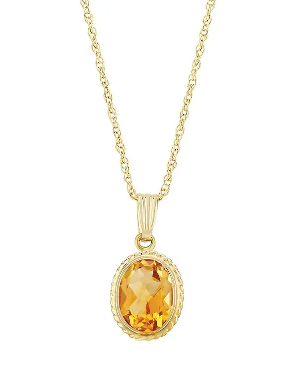 Bloomingdale'S 14k Yellow Gold Gemstone Pendant Necklace - Citrine