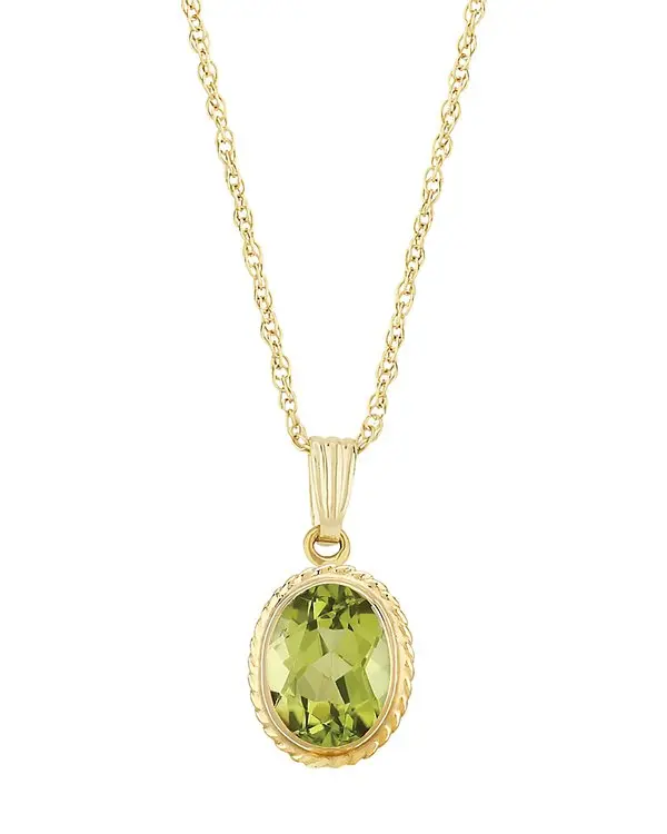 Bloomingdale'S 14k Yellow Gold Gemstone Pendant Necklace - Peridot