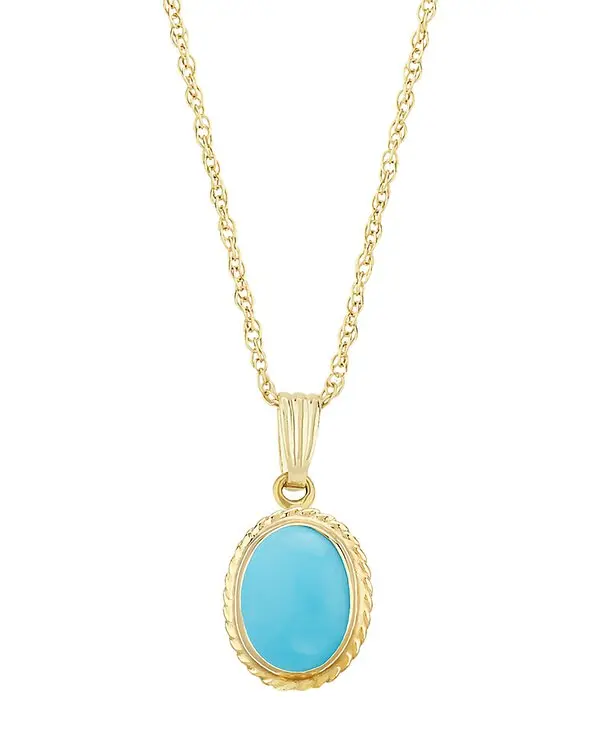Bloomingdale'S 14k Yellow Gold Gemstone Pendant Necklace - Turquoise