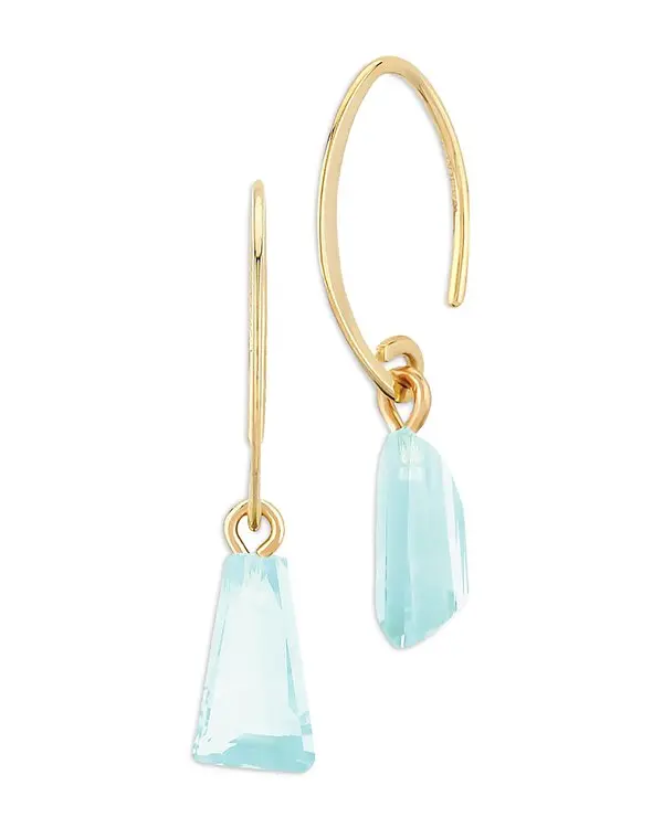 Bloomingdale'S 14k Yellow Gold Trapezoid Sweep Threader Earrings - Blue Topaz