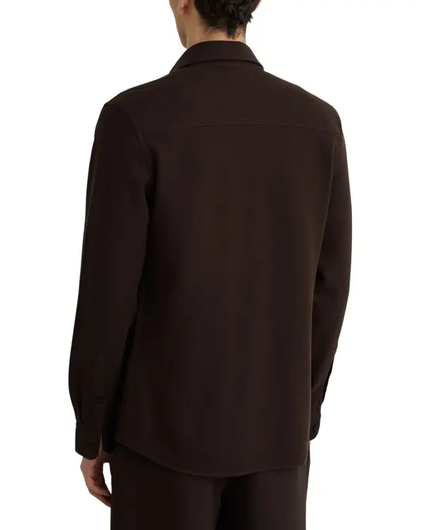 REISS Forsithe Textured Twin Pocket Overshirt - Brown