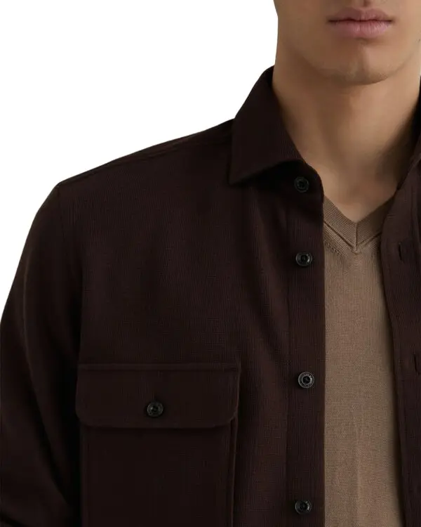 REISS Forsithe Textured Twin Pocket Overshirt - Brown