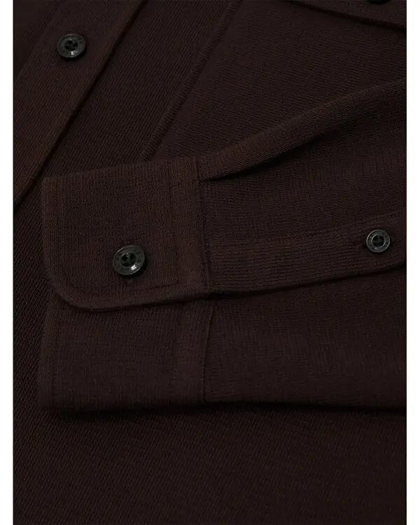 REISS Forsithe Textured Twin Pocket Overshirt - Brown