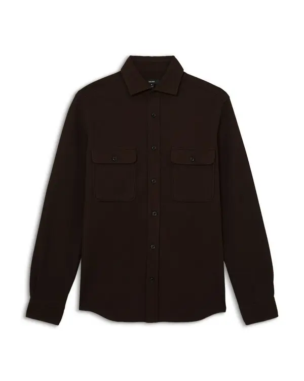 REISS Forsithe Textured Twin Pocket Overshirt - Brown