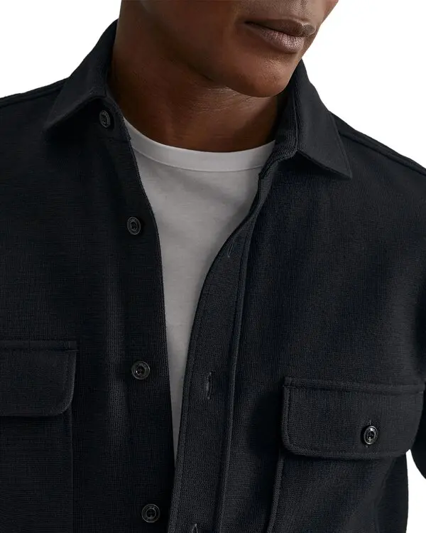 REISS Forsithe Textured Twin Pocket Shirt - Navy