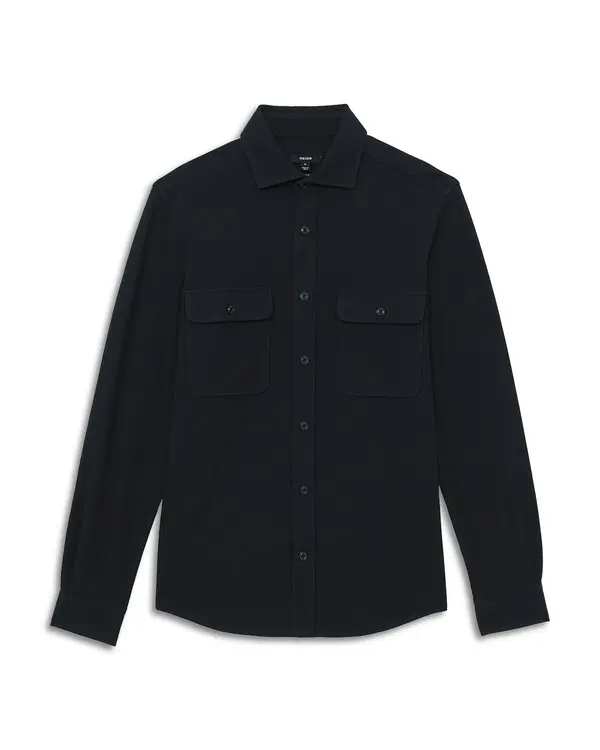 REISS Forsithe Textured Twin Pocket Shirt - Navy