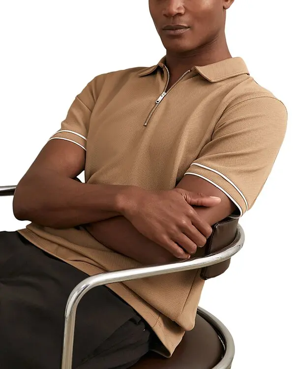 REISS Textured Zip Polo Shirt