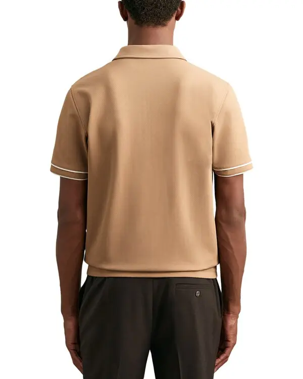 REISS Textured Zip Polo Shirt