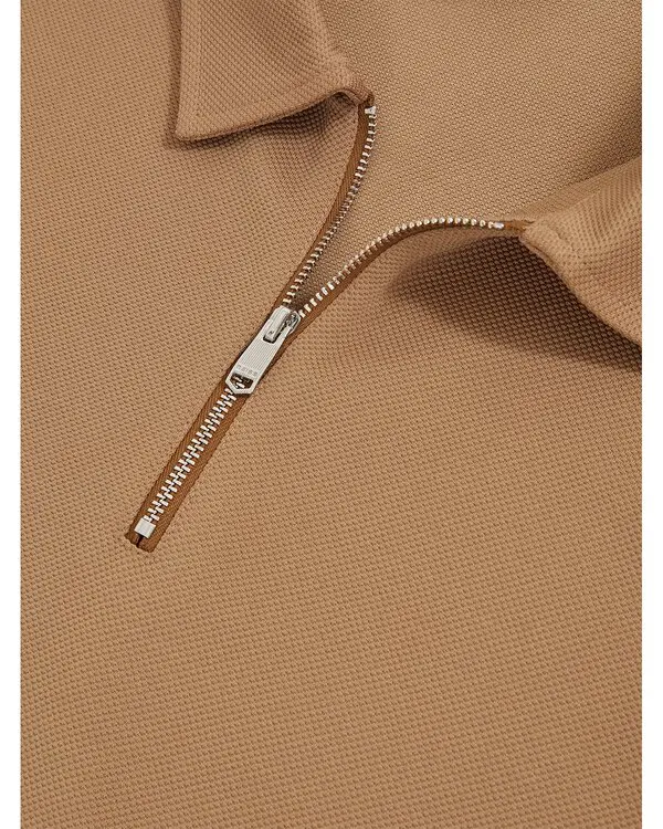 REISS Textured Zip Polo Shirt