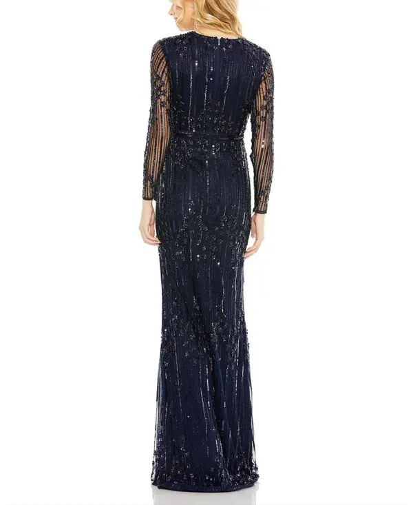 Mac Duggal Embellished Long Sleeve Column Gown