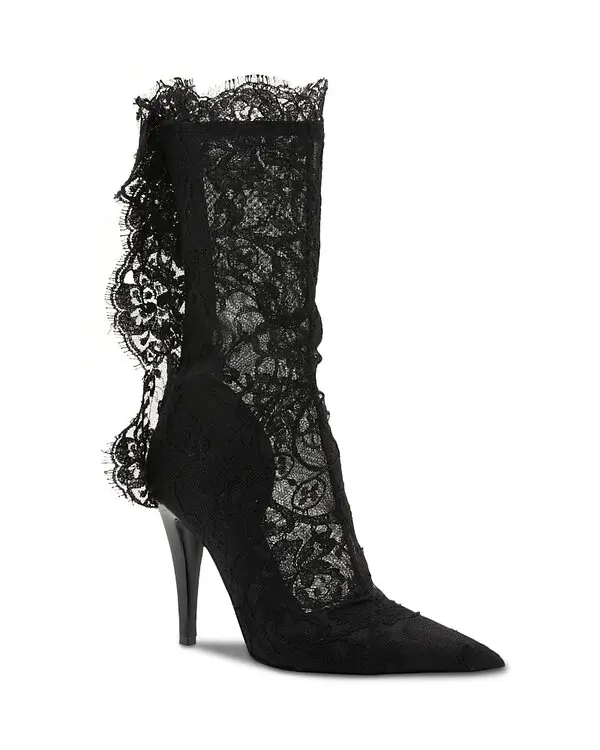 Alexander McQueen Lace Pointed Toe Boots