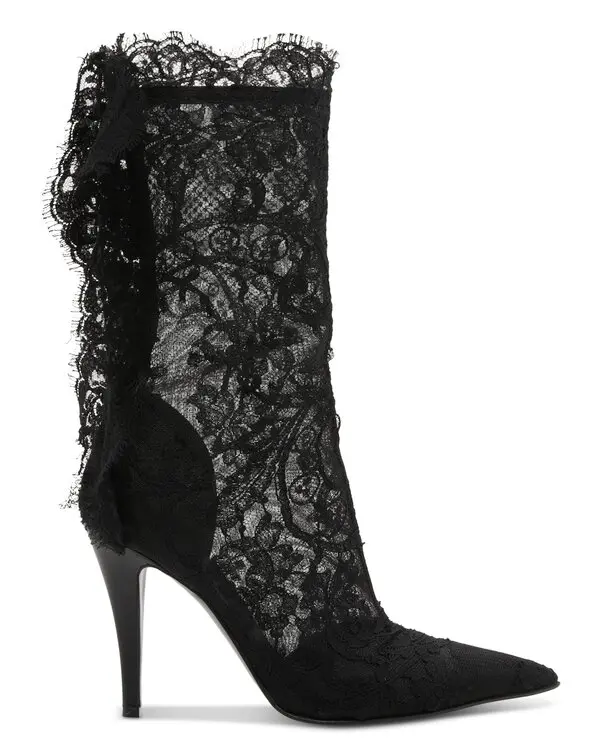 Alexander McQueen Lace Pointed Toe Boots