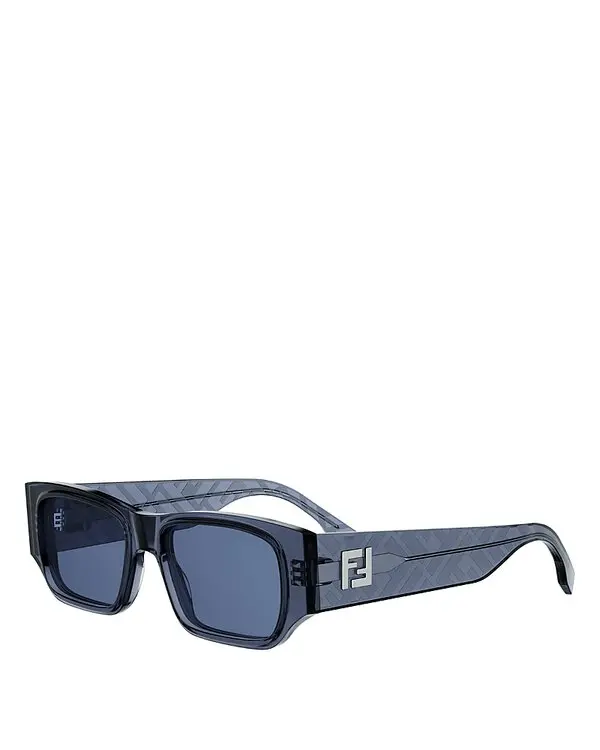 Fendi Ff Squared Rectangle Sunglasses, 54mm - Transparent Blue