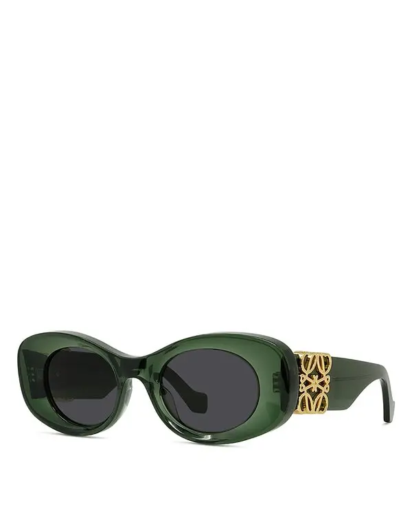 Loewe Anagram Oval 49mm Sunglasses - Opaline Green/solid Smoke