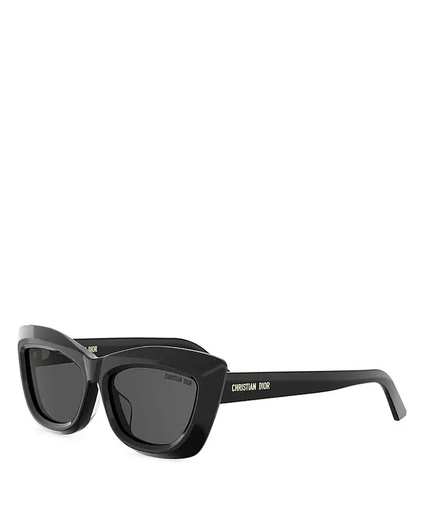 Dior Midnight B3f Cat Eye Sunglasses 56 Mm - Black/solid Smoke