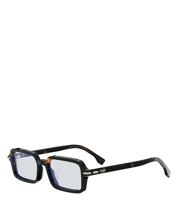 Fendi Selleria Rectangular Sunglasses, 51mm - Dark Havana/blue Block