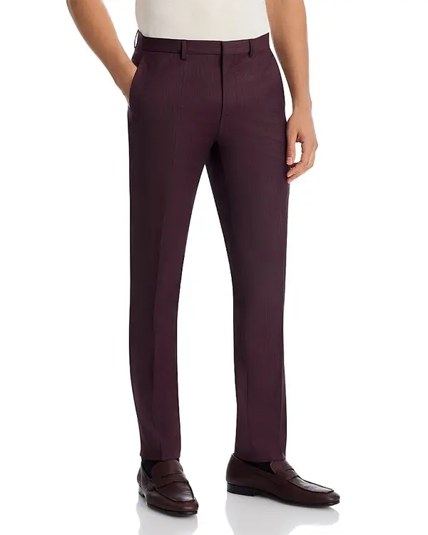 Hugo Hesten Extra Slim Fit Tic Weave Suit Pants - Dark Red