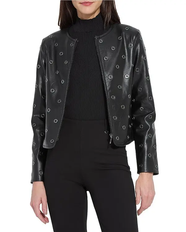 Lyssé Geneva Grommet Faux Leather Jacket