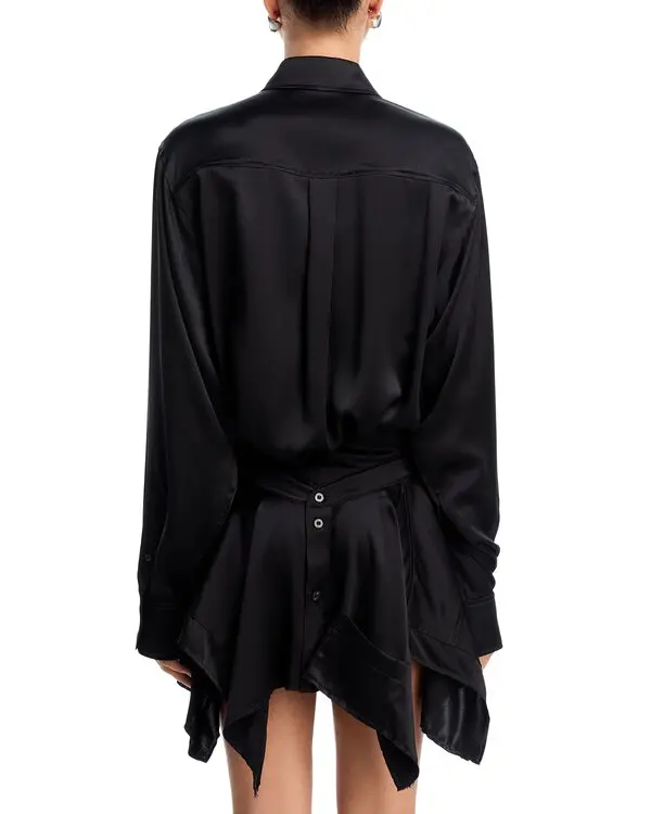 Alexander Wang Silk Cut Off Double Shirt Dress - Black