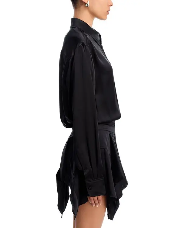 Alexander Wang Silk Cut Off Double Shirt Dress - Black