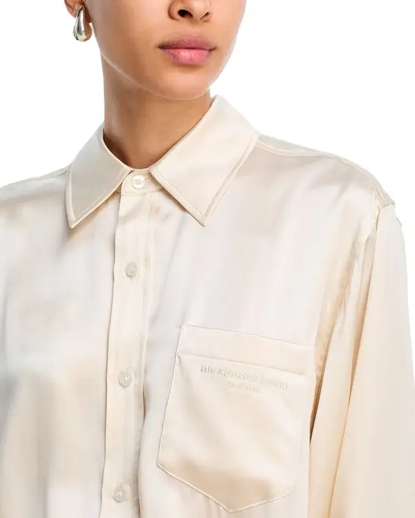 Alexander Wang Silk Cut Off Double Shirt Dress - Ivory