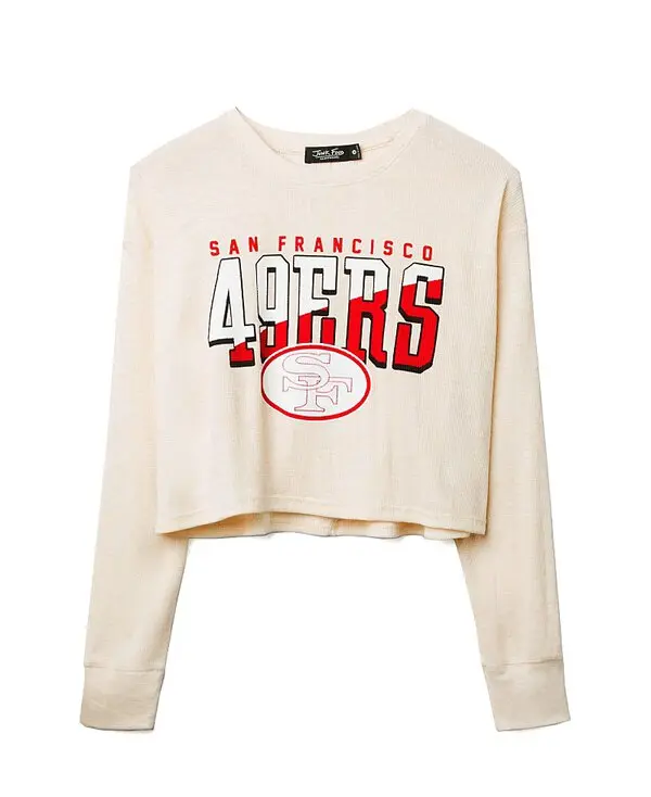 Junk Food Clothing Nfl San Francisco 49ers Slant Crop Thermal - Oatmeal