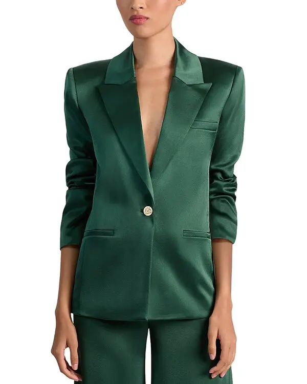 Alice + Olivia Silas Single Breasted Blazer - Green Mystique