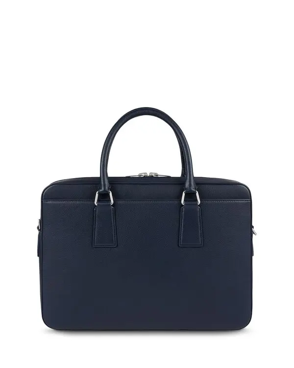 Sandro Large Grained Leather Briefcase - Navy Blue