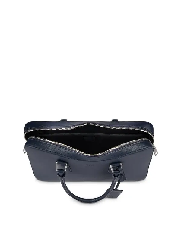 Sandro Large Grained Leather Briefcase - Navy Blue