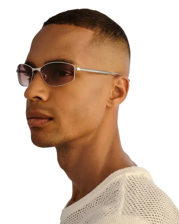 Le Specs Star Beam Rectangle Sunglasses, 59mm - Silver