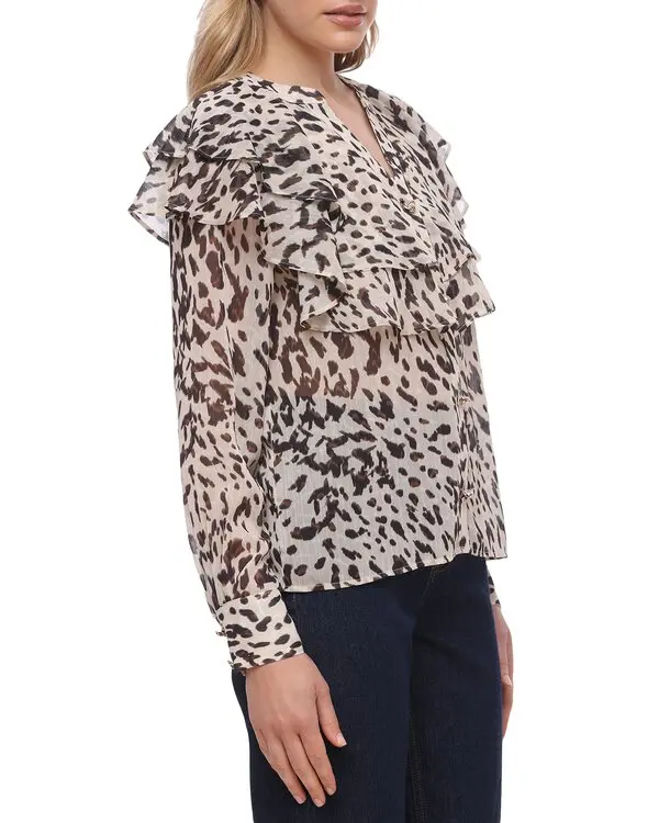Bagatelle Printed Flutter Yoke Blouse