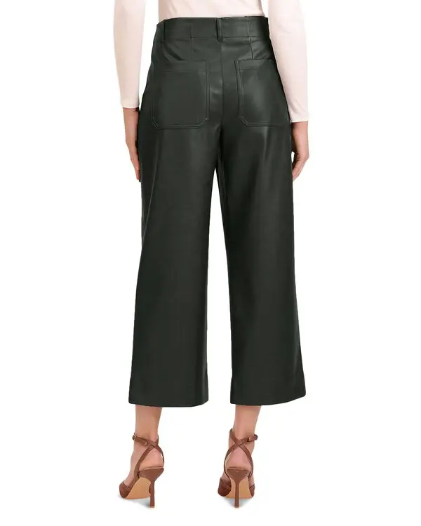 Bagatelle Faux Leather Cropped Wide Leg Trousers - Forest
