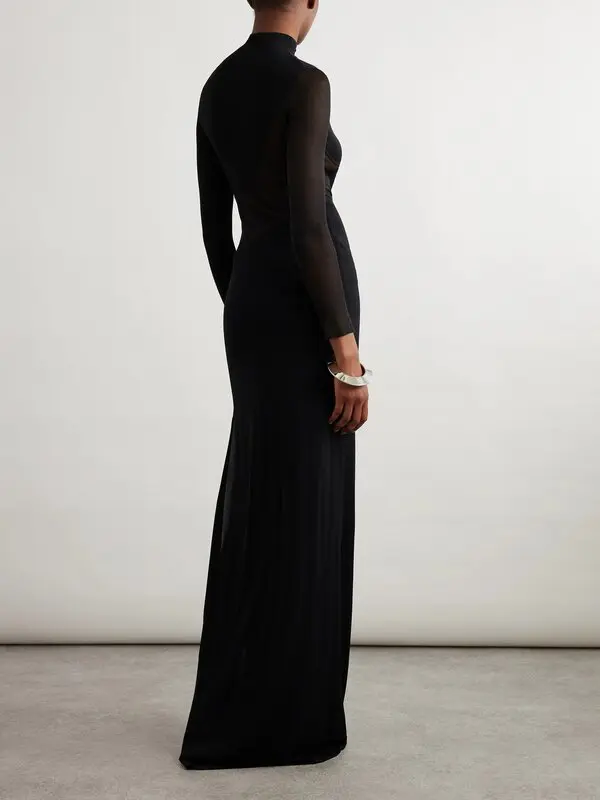Alaïa Silk Mesh-trimmed Crepe Gown