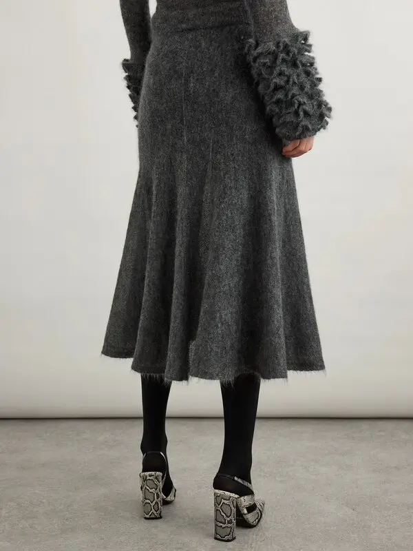 Alaïa Pleated Mohair-blend Midi Skirt