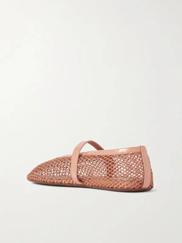 Alaïa Patent Leather-trimmed Mesh Ballet Flats - Pink