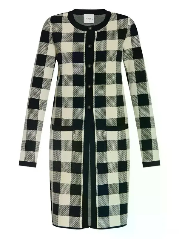 Posse Gingham Check Button Cardigan