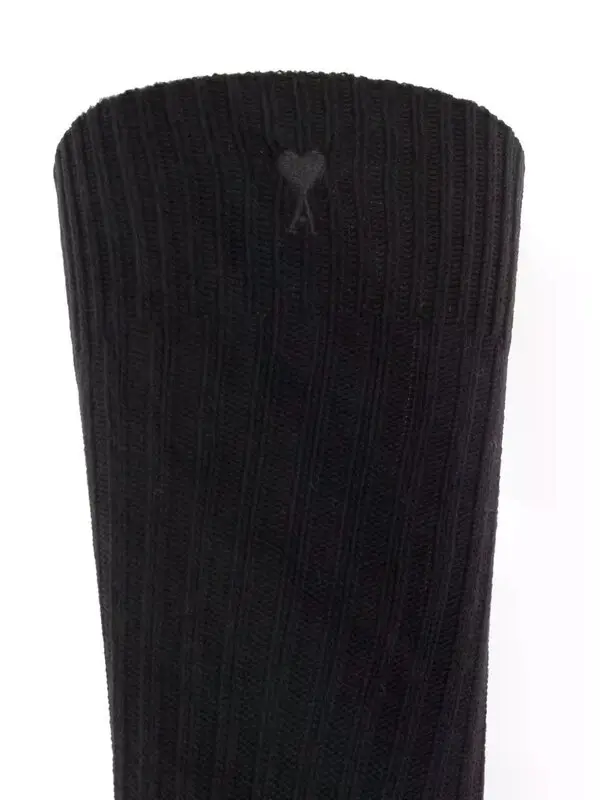Ami Ribbed Socks With Embroidered Logo