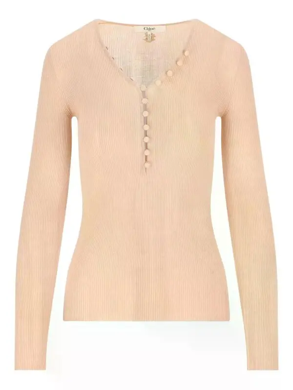 Chloé Henley Ribbed T-shirt - Pink