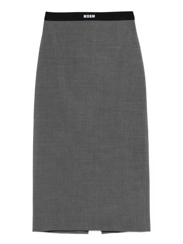 MSGM Pencil Skirt With Elasticated Waistband - Grey