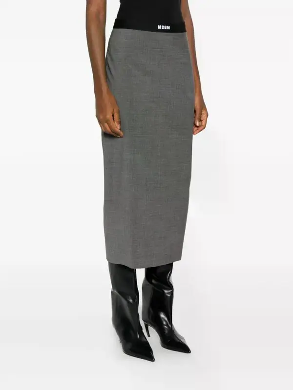 MSGM Pencil Skirt With Elasticated Waistband - Grey