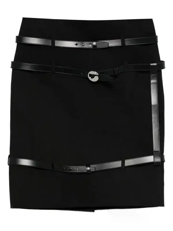 Coperni Leather-trimmed Belted Skirt - Black