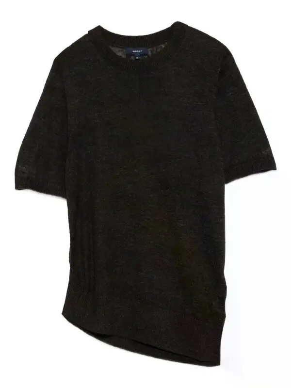Soeur Asymmetric-hemline Short-sleeve T-shirt - Brown