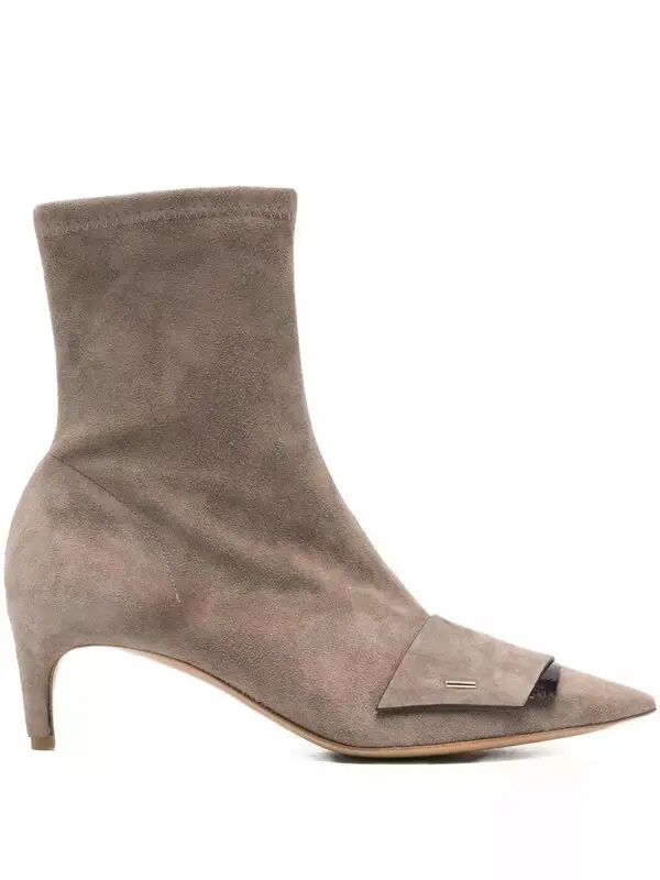 DEL CARLO Pointed-toe Suede Ankle Boots