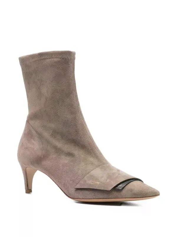 DEL CARLO Pointed-toe Suede Ankle Boots