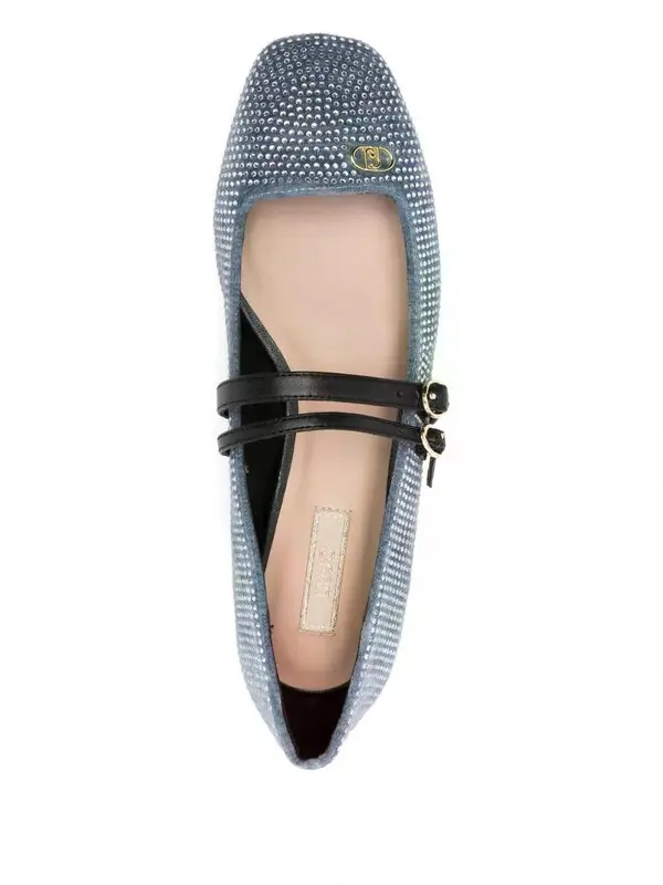 Liu Jo Crystal-embellished Double-strap Ballet Flats